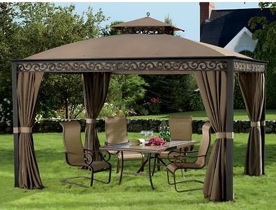 Outdoor 10 X 12 Gazebo w/ Mosquito Netting Rust Free Aluminum Sturdy ...
